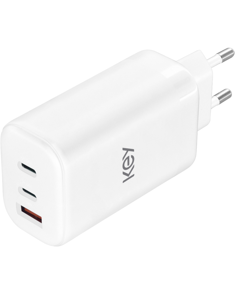 KEY POWER adapter Trio USB-C/A väljundiga 65W, valge