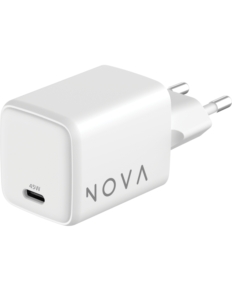 45W adapter + USB-C kaabel, valge, NOVA